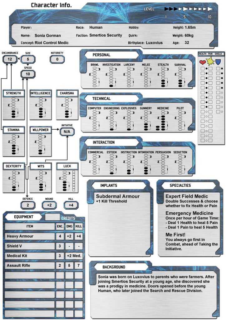 Era: Consortium Premade Character Sheets Pack – Close and Personal set ...